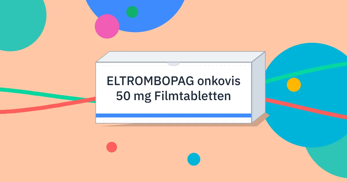 Symbolbild: Packung mit der Aufschrift ELTROMBOPAG onkovis 50 mg Filmtabletten (PZN 19859363) – Verfügbarkeit und Bezug in Apotheken in Frankfurt am Main
