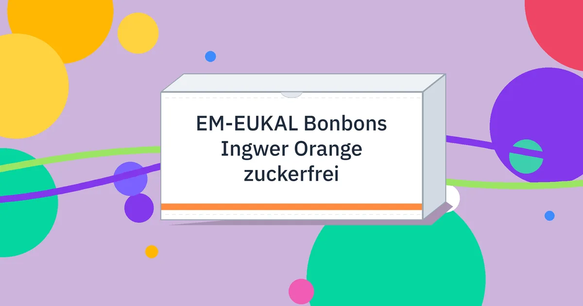 Symbolbild: Packung mit der Aufschrift EM-EUKAL Bonbons Ingwer Orange zuckerfrei (PZN 07630170) – Verfügbarkeit und Bezug in Apotheken in Frankfurt am Main