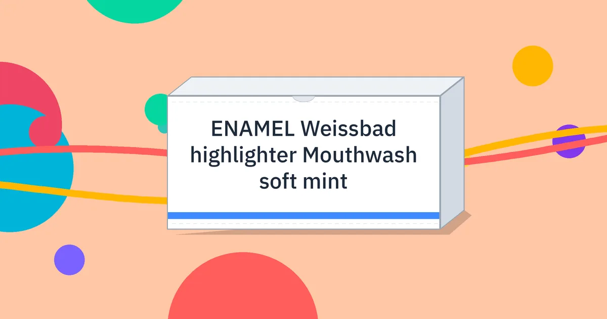 Symbolbild: Packung mit der Aufschrift ENAMEL Weissbad highlighter Mouthwash soft mint (PZN 18137389) – Verfügbarkeit und Bezug in Apotheken in Frankfurt am Main