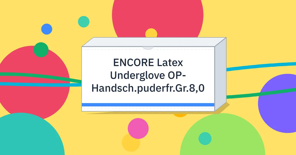 Symbolbild: Packung mit der Aufschrift ENCORE Latex Underglove OP-Handsch.puderfr.Gr.8,0 (PZN 13163962) – Verfügbarkeit und Bezug in Apotheken in Frankfurt am Main