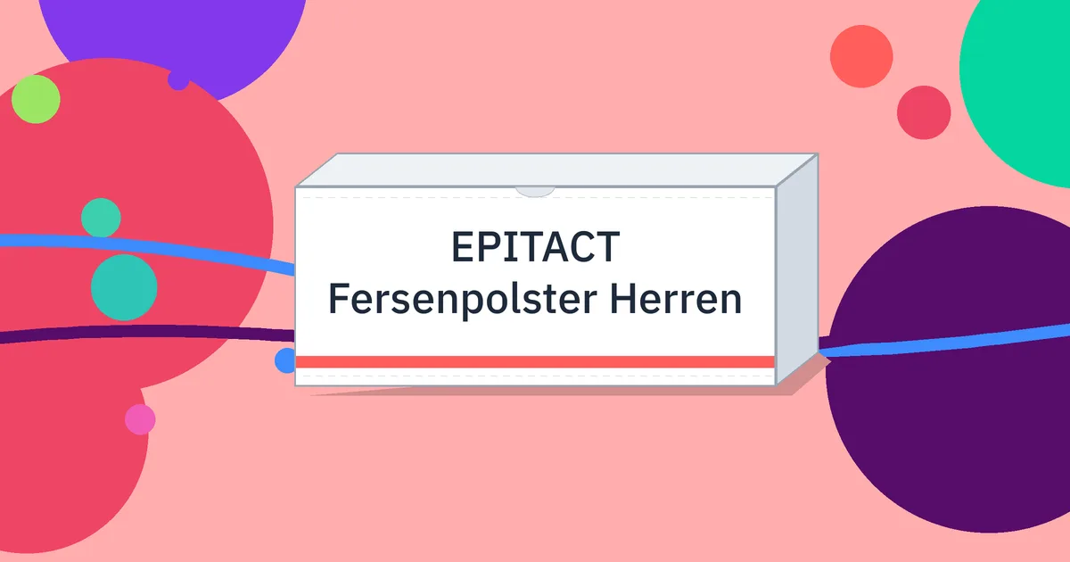 Symbolbild: Packung mit der Aufschrift EPITACT Fersenpolster Herren (PZN 14290361) – Verfügbarkeit und Bezug in Apotheken in Frankfurt am Main