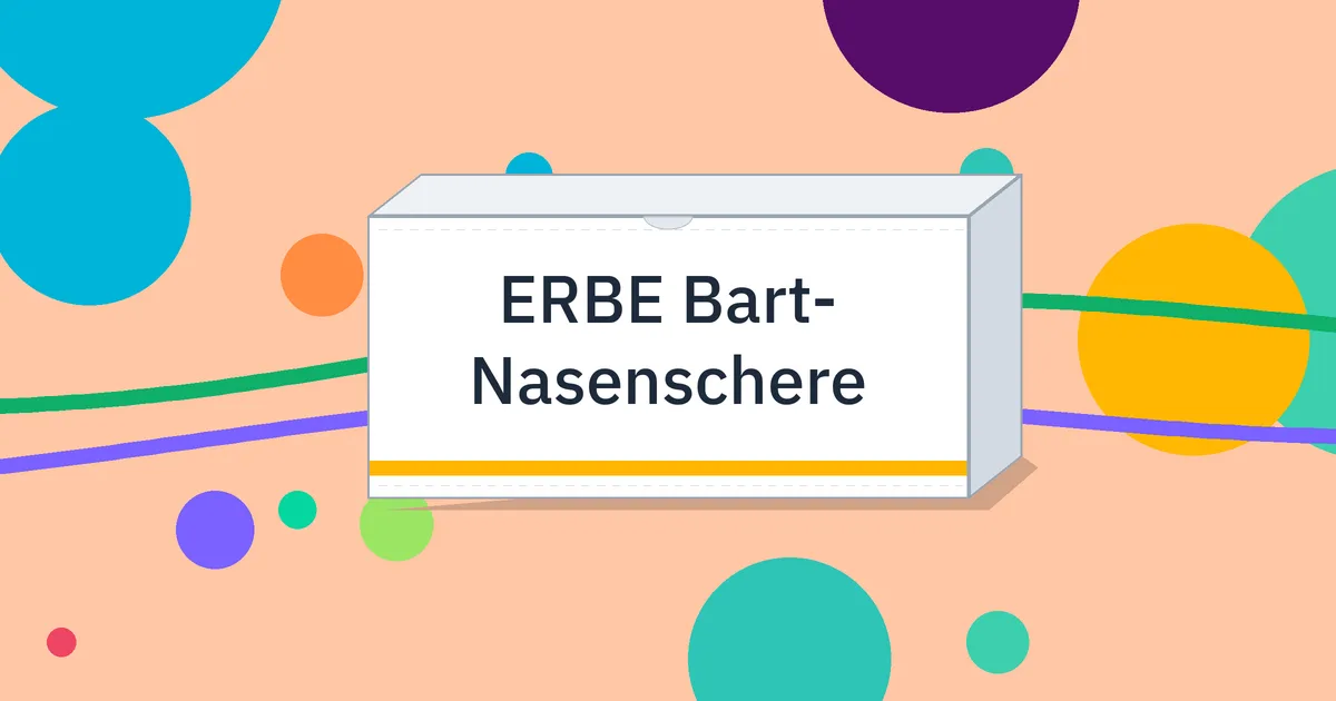 Symbolbild: Packung mit der Aufschrift ERBE Bart-Nasenschere (PZN 20052878) – Verfügbarkeit und Bezug in Apotheken in Frankfurt am Main