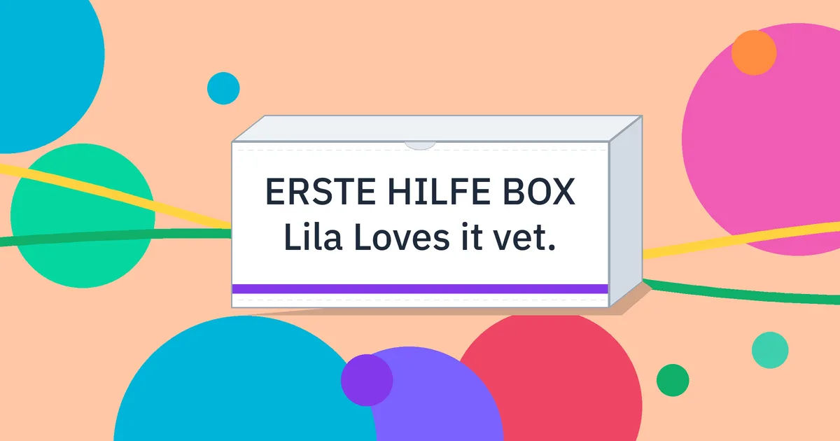 Symbolbild: Packung mit der Aufschrift ERSTE HILFE BOX Lila Loves it vet. (PZN 11690083) – Verfügbarkeit und Bezug in Apotheken in Frankfurt am Main