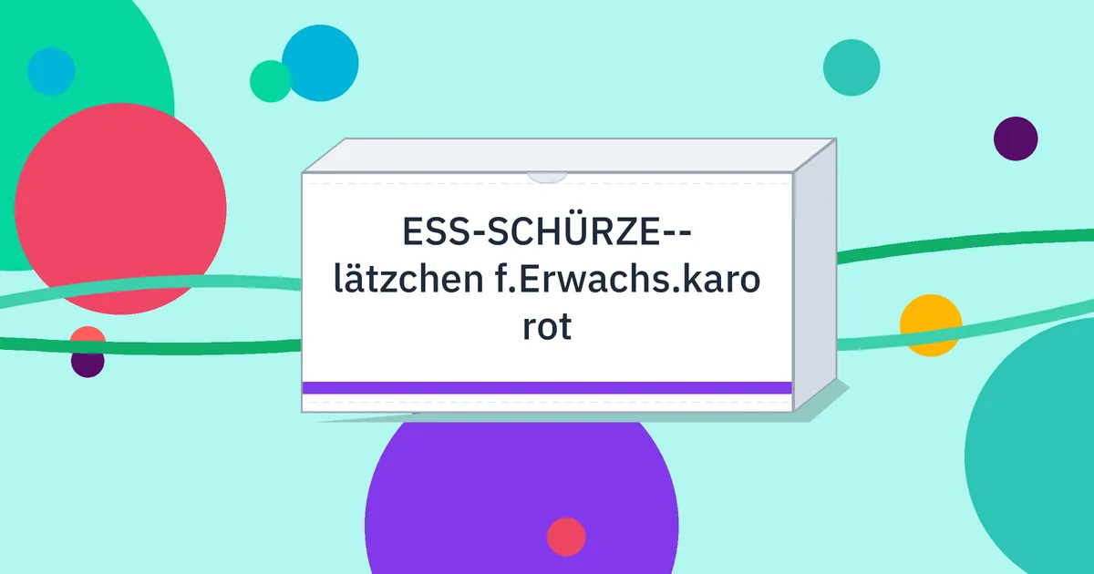 Symbolbild: Packung mit der Aufschrift ESS-SCHÜRZE--lätzchen f.Erwachs.karo rot (PZN 09091151) – Verfügbarkeit und Bezug in Apotheken in Frankfurt am Main