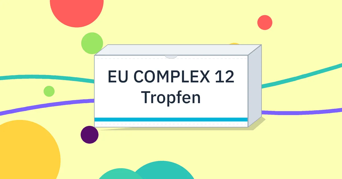Symbolbild: Packung mit der Aufschrift EU COMPLEX 12 Tropfen (PZN 16784995) – Verfügbarkeit und Bezug in Apotheken in Frankfurt am Main