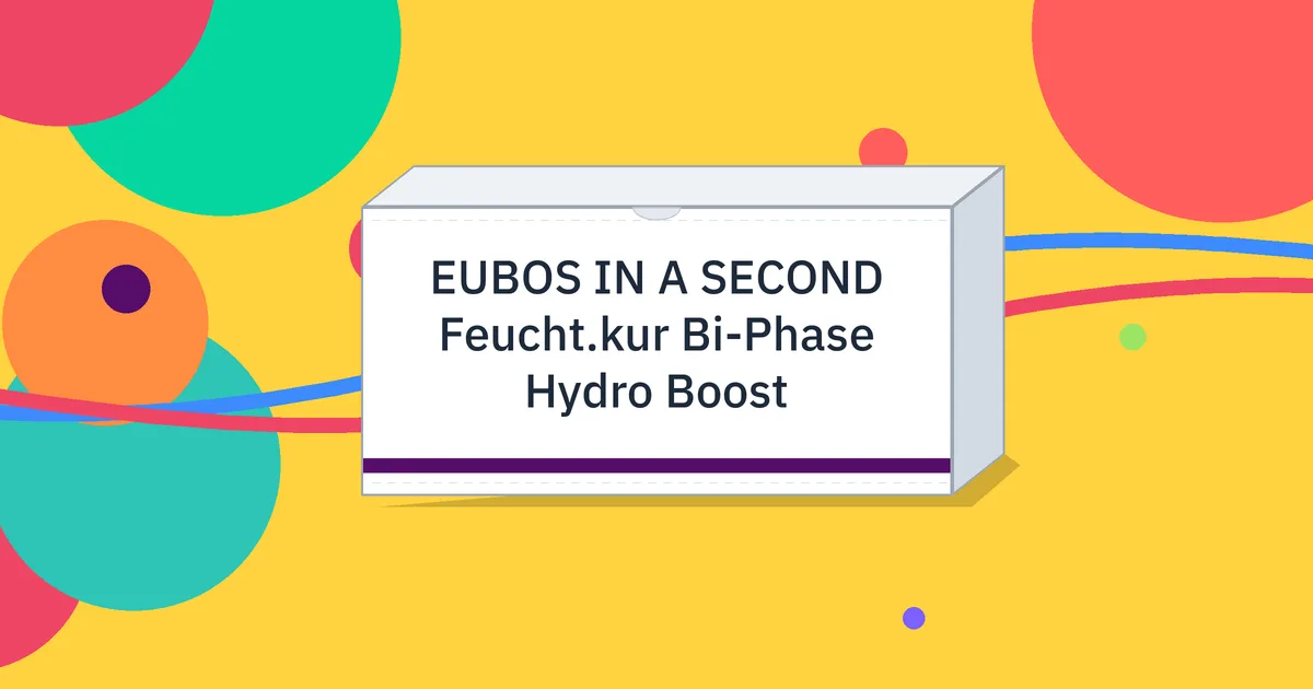 Symbolbild: Packung mit der Aufschrift EUBOS IN A SECOND Feucht.kur Bi-Phase Hydro Boost (PZN 15201046) – Verfügbarkeit und Bezug in Apotheken in Frankfurt am Main