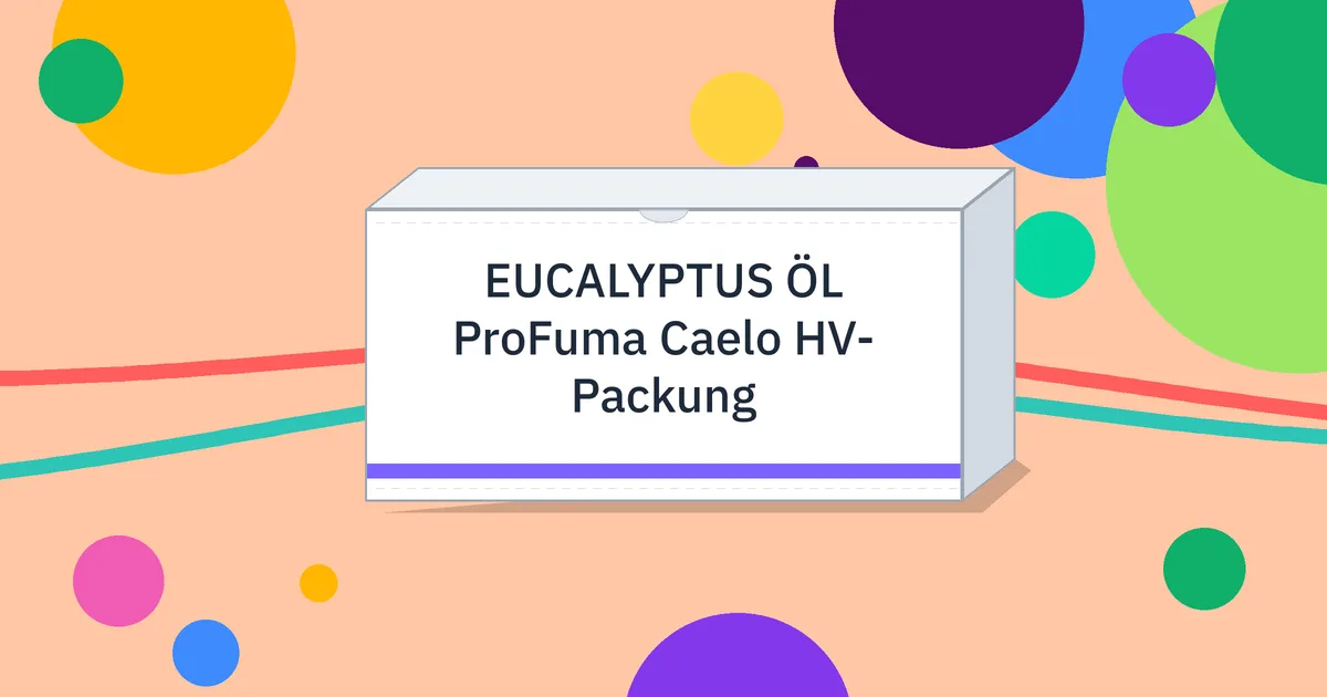 Symbolbild: Packung mit der Aufschrift EUCALYPTUS ÖL ProFuma Caelo HV-Packung (PZN 07110476) – Verfügbarkeit und Bezug in Apotheken in Frankfurt am Main