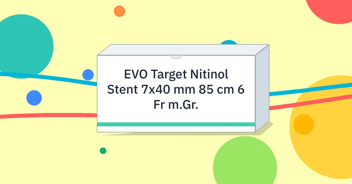 Symbolbild: Packung mit der Aufschrift EVO Target Nitinol Stent 7x40 mm 85 cm 6 Fr m.Gr. (PZN 00100859) – Verfügbarkeit und Bezug in Apotheken in Frankfurt am Main