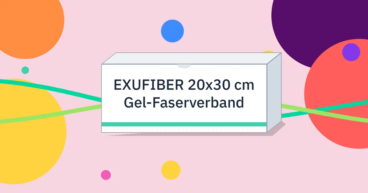 Symbolbild: Packung mit der Aufschrift EXUFIBER 20x30 cm Gel-Faserverband (PZN 19462157) – Verfügbarkeit und Bezug in Apotheken in Frankfurt am Main