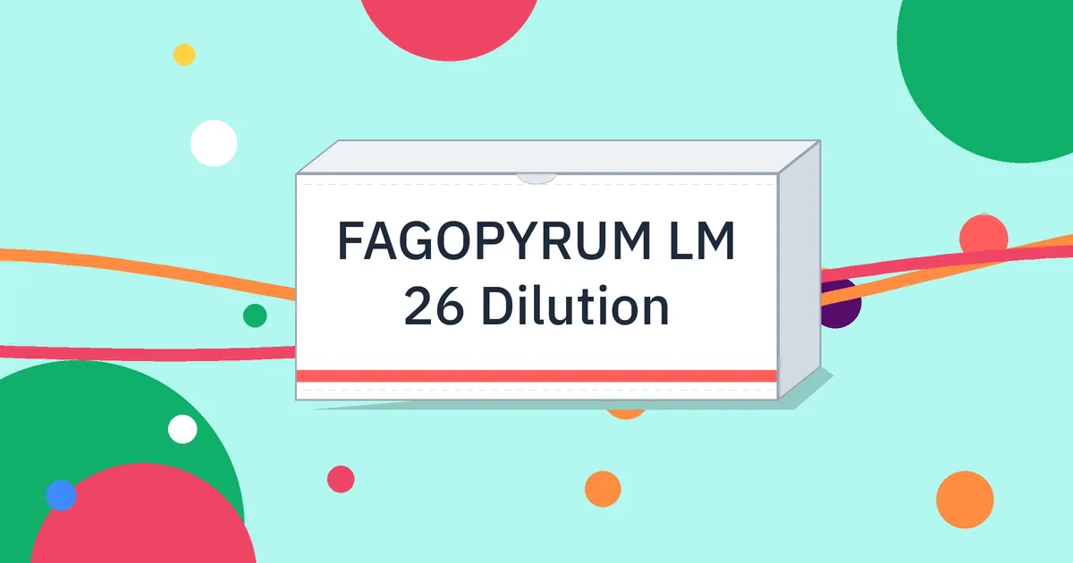 Symbolbild: Packung mit der Aufschrift FAGOPYRUM LM 26 Dilution (PZN 13486665) – Verfügbarkeit und Bezug in Apotheken in Frankfurt am Main
