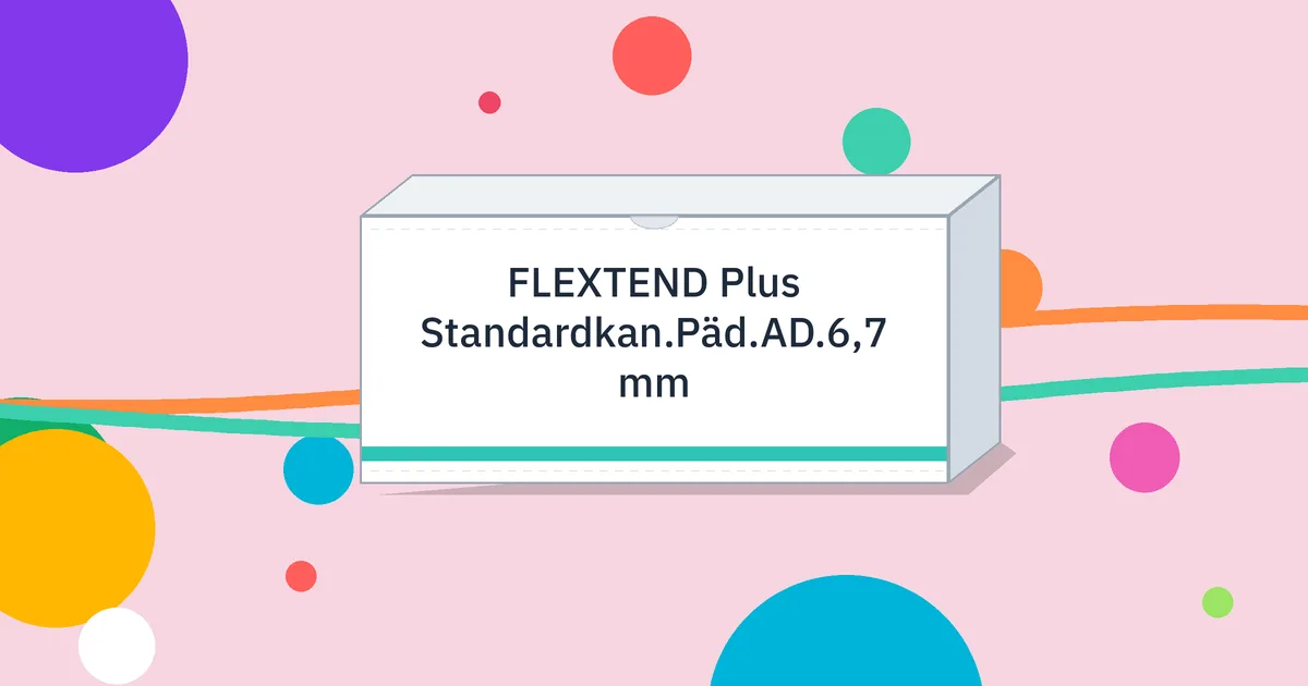 Symbolbild: Packung mit der Aufschrift FLEXTEND Plus Standardkan.Päd.AD.6,7 mm (PZN 09217221) – Verfügbarkeit und Bezug in Apotheken in Frankfurt am Main