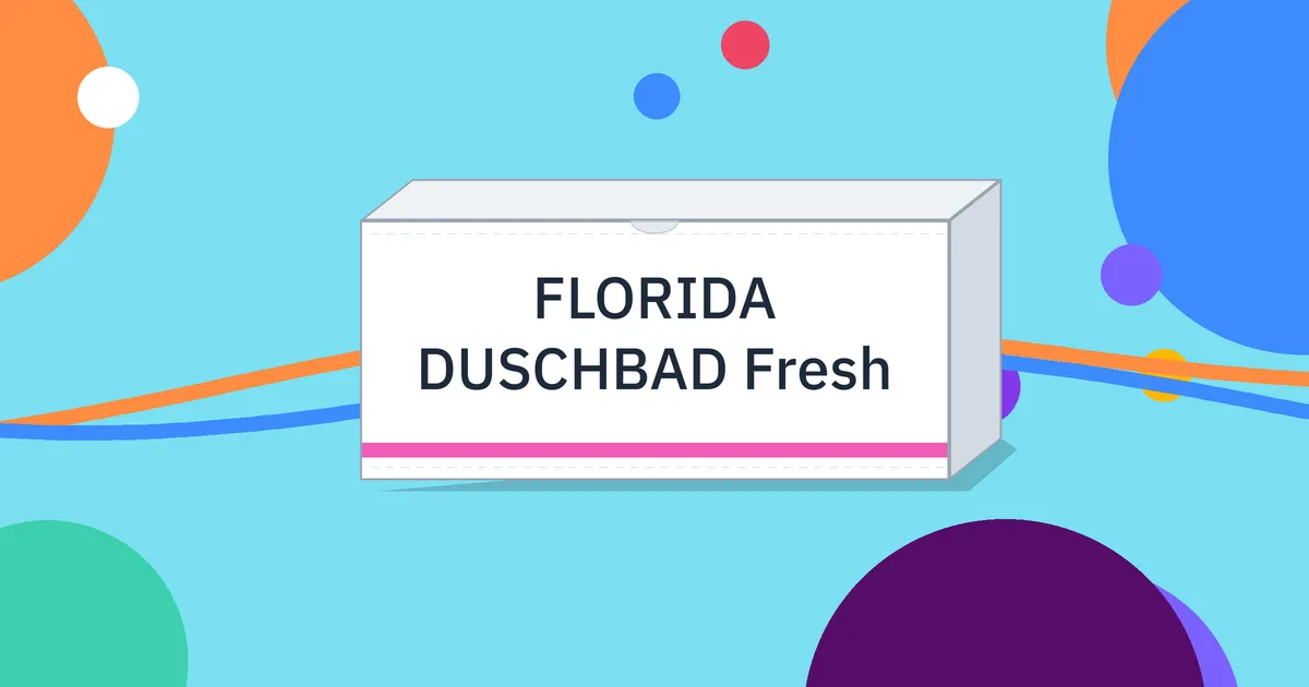 Symbolbild: Packung mit der Aufschrift FLORIDA DUSCHBAD Fresh (PZN 08706225) – Verfügbarkeit und Bezug in Apotheken in Frankfurt am Main