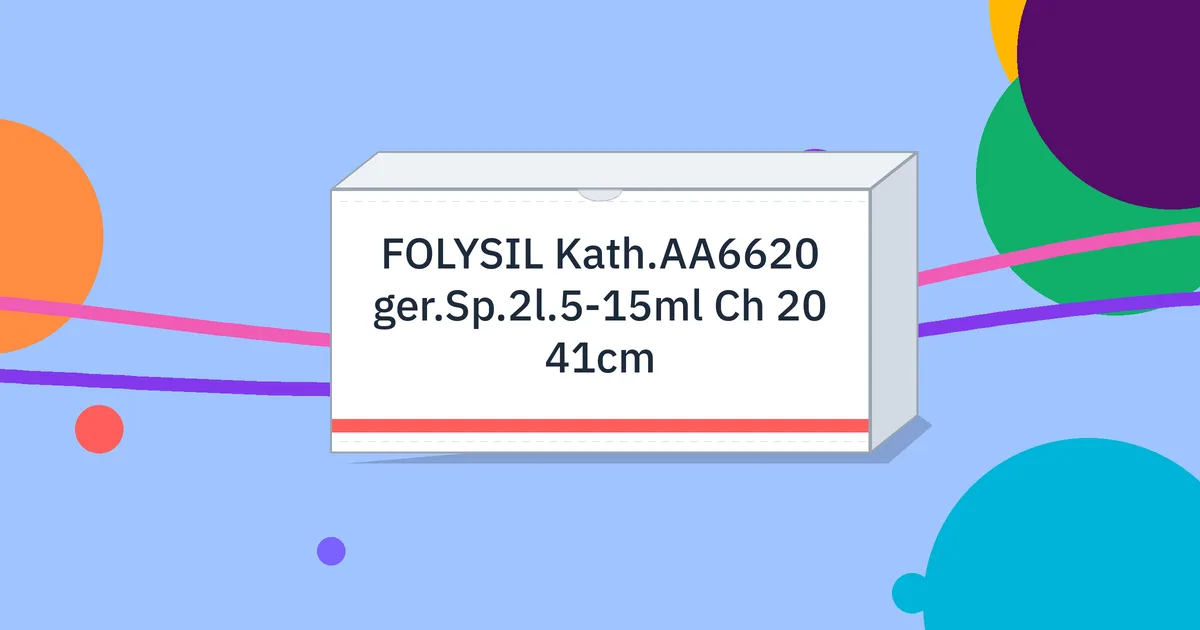 Symbolbild: Packung mit der Aufschrift FOLYSIL Kath.AA6620 ger.Sp.2l.5-15ml Ch 20 41cm (PZN 00151897) – Verfügbarkeit und Bezug in Apotheken in Frankfurt am Main