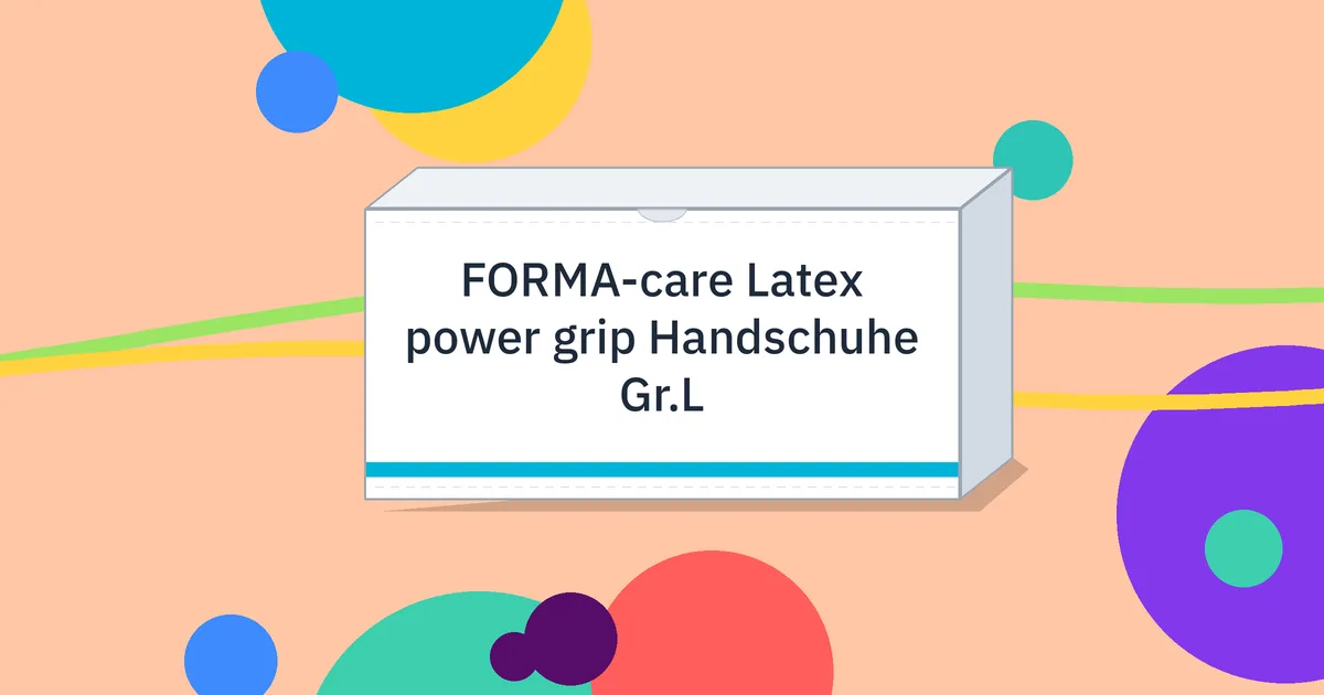 Symbolbild: Packung mit der Aufschrift FORMA-care Latex power grip Handschuhe Gr.L (PZN 02335495) – Verfügbarkeit und Bezug in Apotheken in Frankfurt am Main