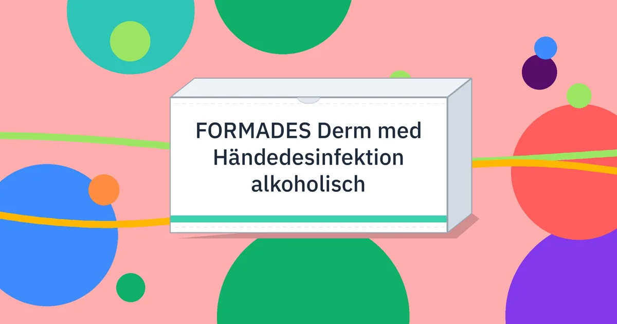 Symbolbild: Packung mit der Aufschrift FORMADES Derm med Händedesinfektion alkoholisch (PZN 12575958) – Verfügbarkeit und Bezug in Apotheken in Frankfurt am Main