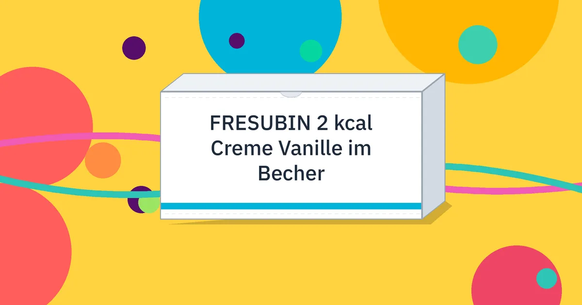 Symbolbild: Packung mit der Aufschrift FRESUBIN 2 kcal Creme Vanille im Becher (PZN 19373488) – Verfügbarkeit und Bezug in Apotheken in Frankfurt am Main