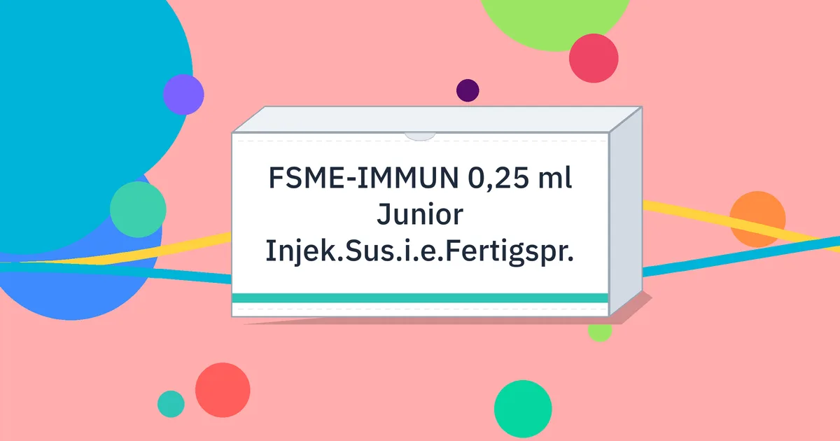 Symbolbild: Packung mit der Aufschrift FSME-IMMUN 0,25 ml Junior Injek.Sus.i.e.Fertigspr. (PZN 11024475) – Verfügbarkeit und Bezug in Apotheken in Frankfurt am Main