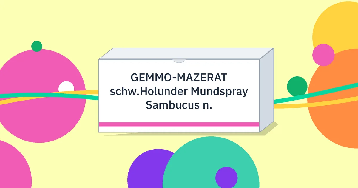Symbolbild: Packung mit der Aufschrift GEMMO-MAZERAT schw.Holunder Mundspray Sambucus n. (PZN 19842291) – Verfügbarkeit und Bezug in Apotheken in Frankfurt am Main