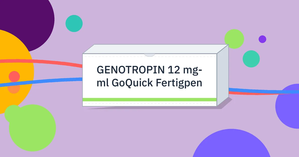 Symbolbild: Packung mit der Aufschrift GENOTROPIN 12 mg-ml GoQuick Fertigpen (PZN 09763254) – Verfügbarkeit und Bezug in Apotheken in Frankfurt am Main