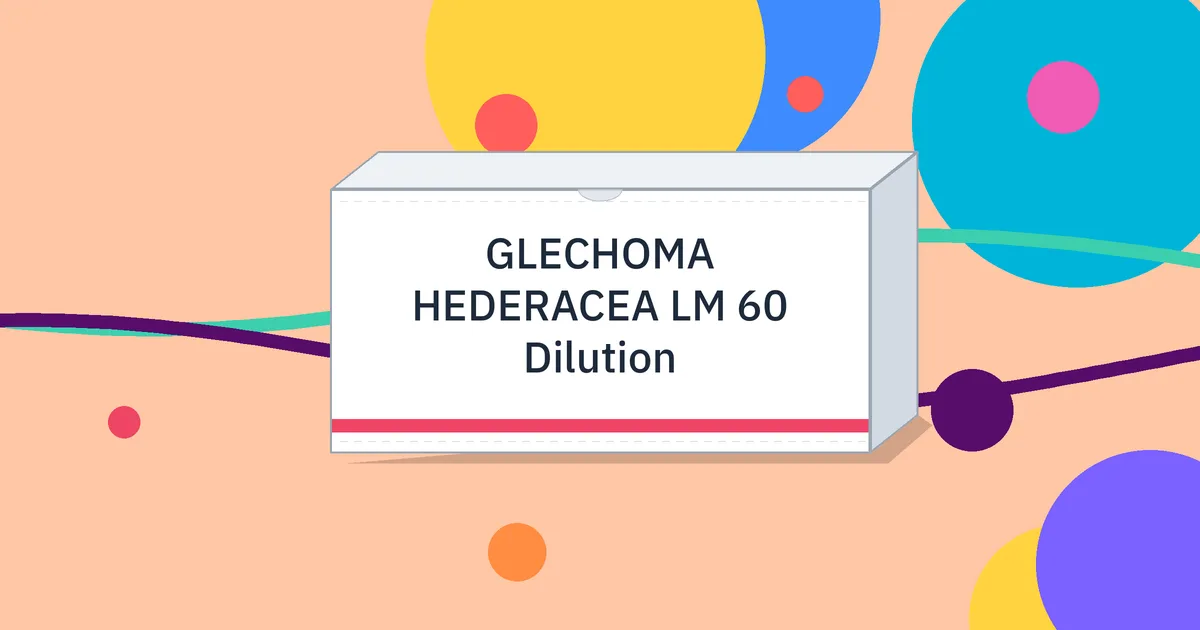 Symbolbild: Packung mit der Aufschrift GLECHOMA HEDERACEA LM 60 Dilution (PZN 13543529) – Verfügbarkeit und Bezug in Apotheken in Frankfurt am Main