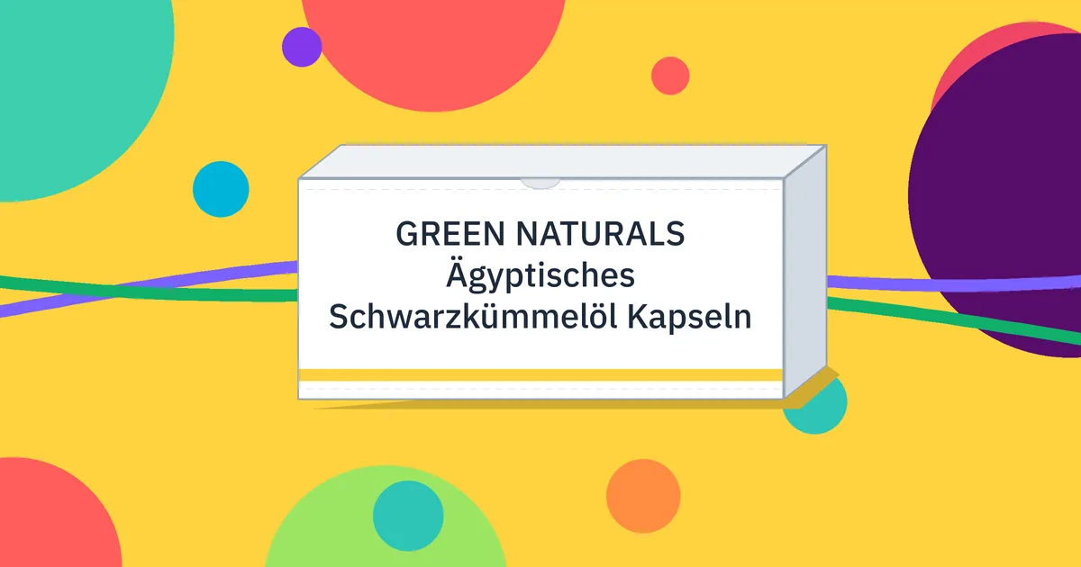 Symbolbild: Packung mit der Aufschrift GREEN NATURALS Ägyptisches Schwarzkümmelöl Kapseln (PZN 19403338) – Verfügbarkeit und Bezug in Apotheken in Frankfurt am Main