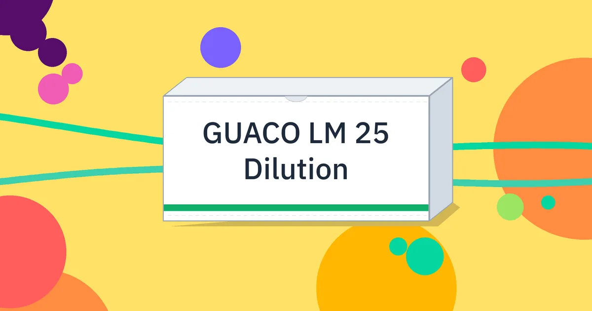Symbolbild: Packung mit der Aufschrift GUACO LM 25 Dilution (PZN 13548107) – Verfügbarkeit und Bezug in Apotheken in Frankfurt am Main