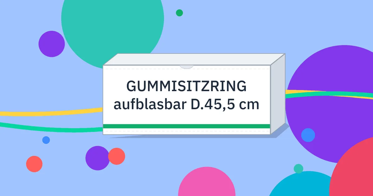 Symbolbild: Packung mit der Aufschrift GUMMISITZRING aufblasbar D.45,5 cm (PZN 10405643) – Verfügbarkeit und Bezug in Apotheken in Frankfurt am Main