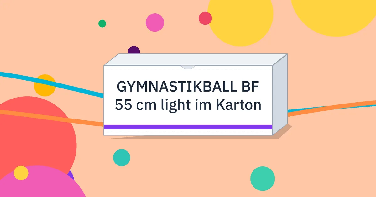 Symbolbild: Packung mit der Aufschrift GYMNASTIKBALL BF 55 cm light im Karton (PZN 07565283) – Verfügbarkeit und Bezug in Apotheken in Frankfurt am Main