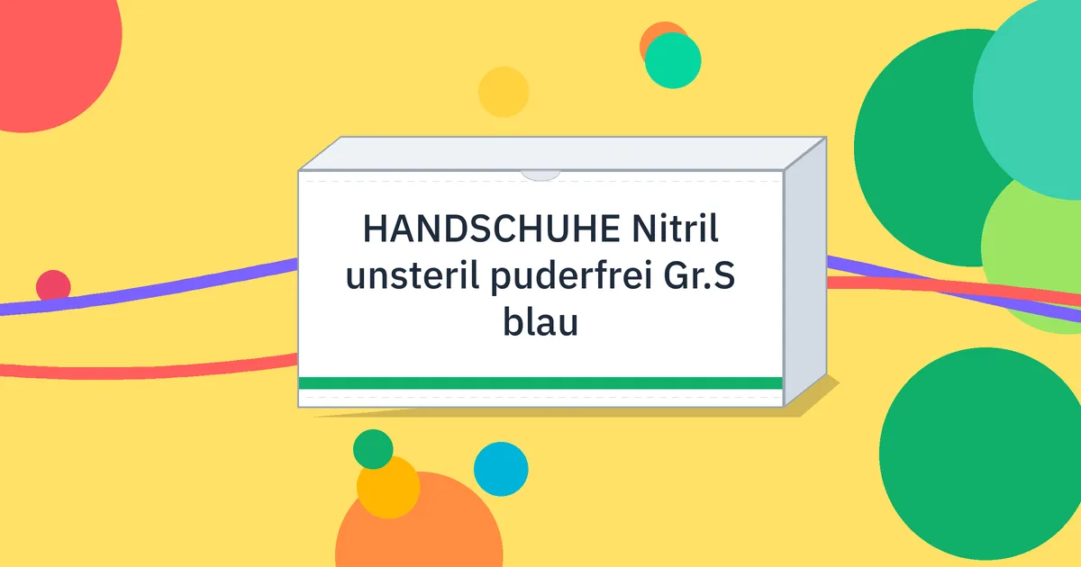 Symbolbild: Packung mit der Aufschrift HANDSCHUHE Nitril unsteril puderfrei Gr.S blau (PZN 01276626) – Verfügbarkeit und Bezug in Apotheken in Frankfurt am Main