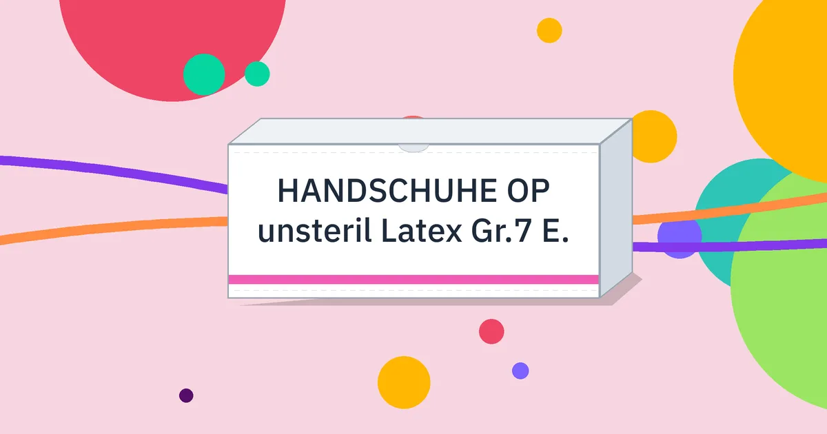 Symbolbild: Packung mit der Aufschrift HANDSCHUHE OP unsteril Latex Gr.7 E. (PZN 01963410) – Verfügbarkeit und Bezug in Apotheken in Frankfurt am Main