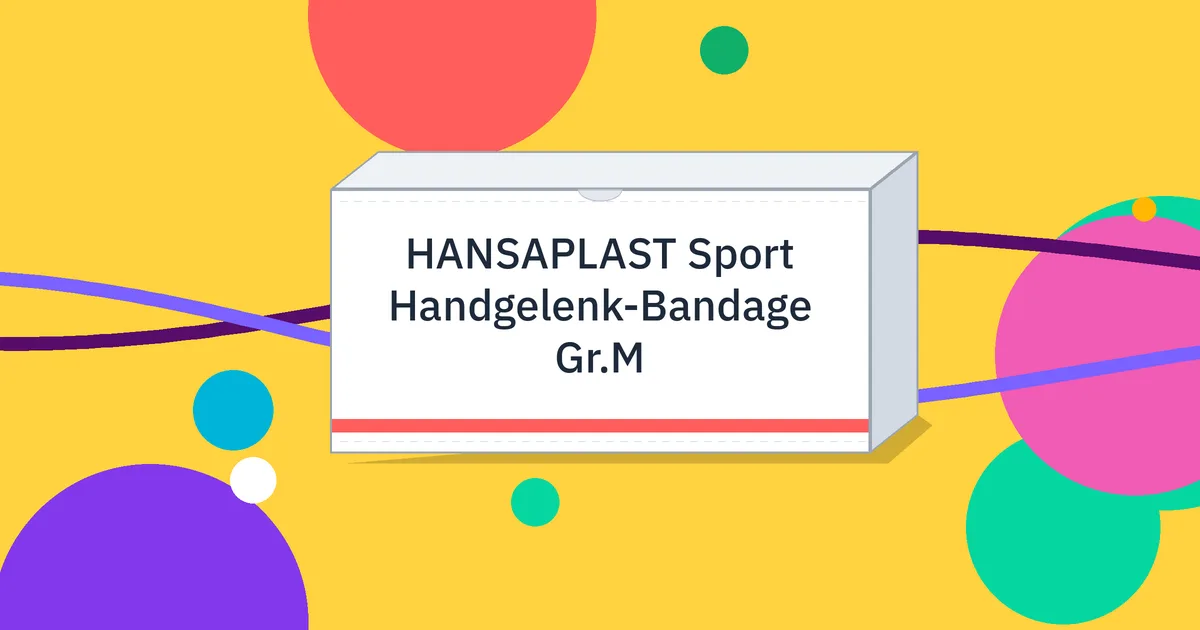 Symbolbild: Packung mit der Aufschrift HANSAPLAST Sport Handgelenk-Bandage Gr.M (PZN 15822943) – Verfügbarkeit und Bezug in Apotheken in Frankfurt am Main