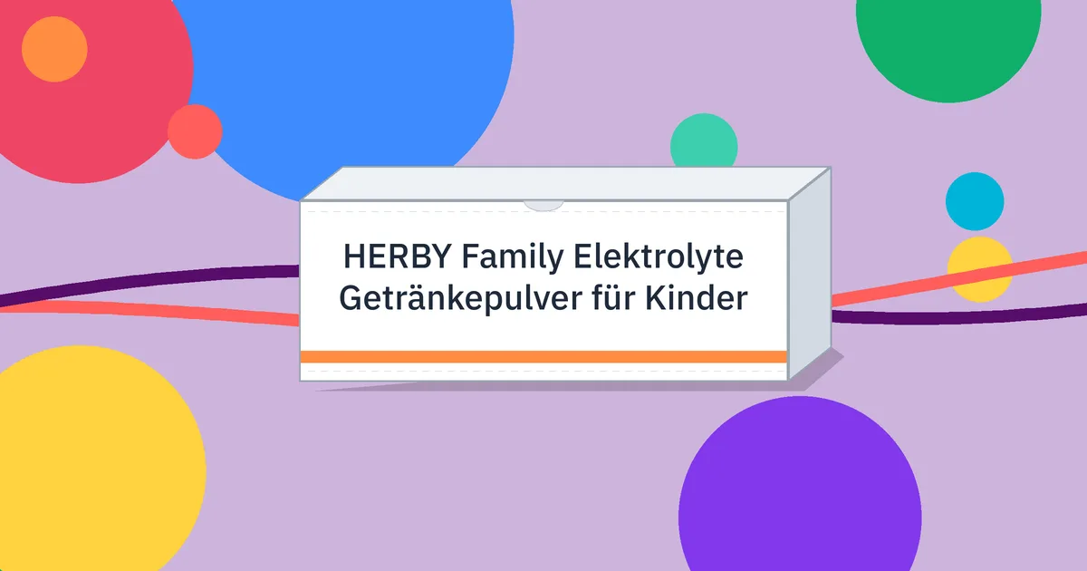 Symbolbild: Packung mit der Aufschrift HERBY Family Elektrolyte Getränkepulver für Kinder (PZN 19422471) – Verfügbarkeit und Bezug in Apotheken in Frankfurt am Main