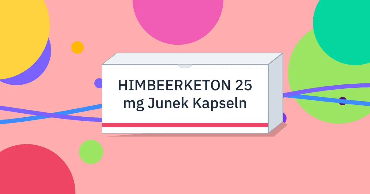 Symbolbild: Packung mit der Aufschrift HIMBEERKETON 25 mg Junek Kapseln (PZN 10977150) – Verfügbarkeit und Bezug in Apotheken in Frankfurt am Main