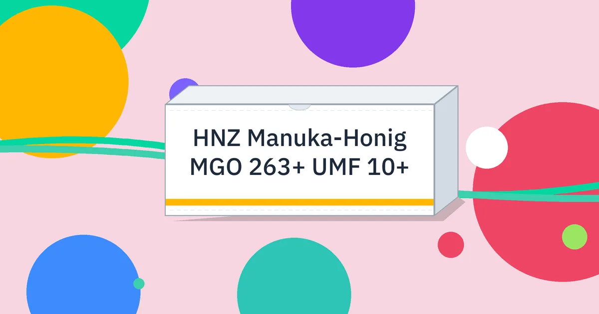 Symbolbild: Packung mit der Aufschrift HNZ Manuka-Honig MGO 263+ UMF 10+ (PZN 18375255) – Verfügbarkeit und Bezug in Apotheken in Frankfurt am Main