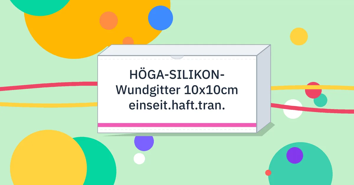 Symbolbild: Packung mit der Aufschrift HÖGA-SILIKON-Wundgitter 10x10cm einseit.haft.tran. (PZN 16003584) – Verfügbarkeit und Bezug in Apotheken in Frankfurt am Main