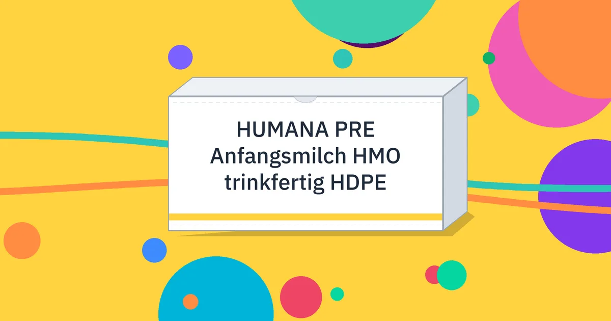 Symbolbild: Packung mit der Aufschrift HUMANA PRE Anfangsmilch HMO trinkfertig HDPE (PZN 18489527) – Verfügbarkeit und Bezug in Apotheken in Frankfurt am Main