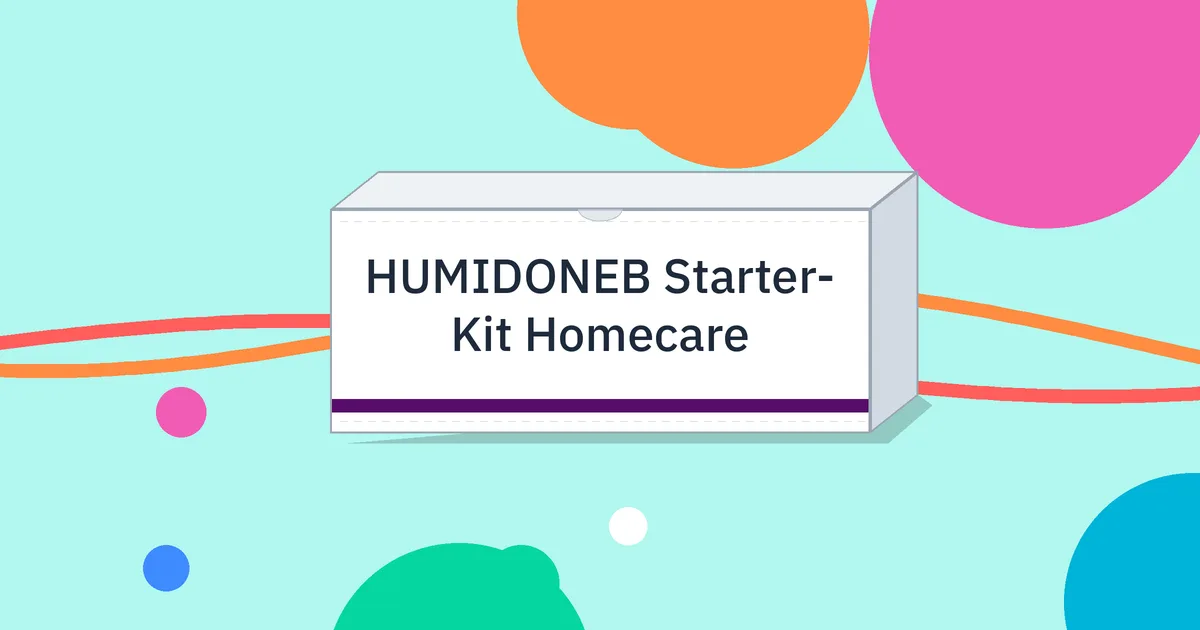 Symbolbild: Packung mit der Aufschrift HUMIDONEB Starter-Kit Homecare (PZN 11321664) – Verfügbarkeit und Bezug in Apotheken in Frankfurt am Main