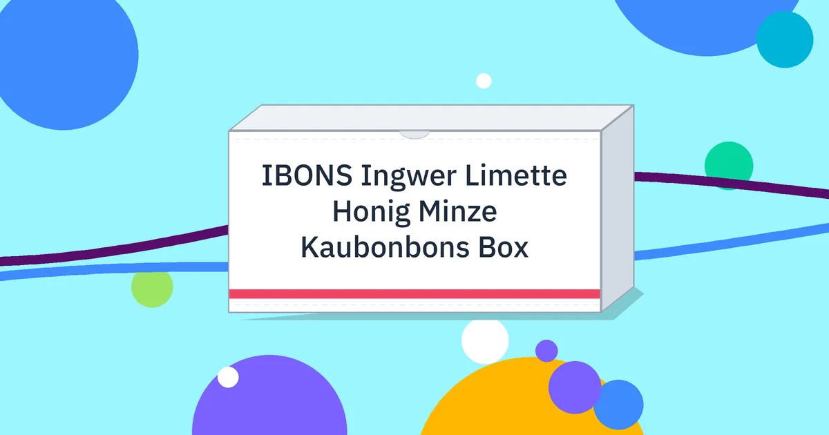 Symbolbild: Packung mit der Aufschrift IBONS Ingwer Limette Honig Minze Kaubonbons Box (PZN 19794356) – Verfügbarkeit und Bezug in Apotheken in Frankfurt am Main