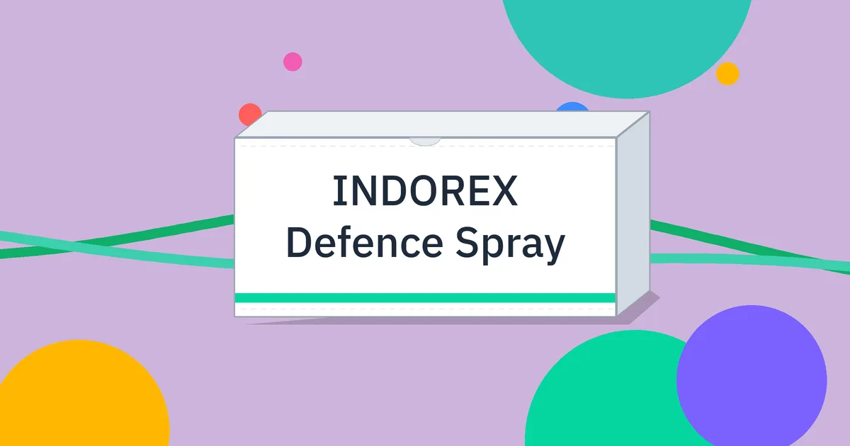 Symbolbild: Packung mit der Aufschrift INDOREX Defence Spray (PZN 19739937) – Verfügbarkeit und Bezug in Apotheken in Frankfurt am Main