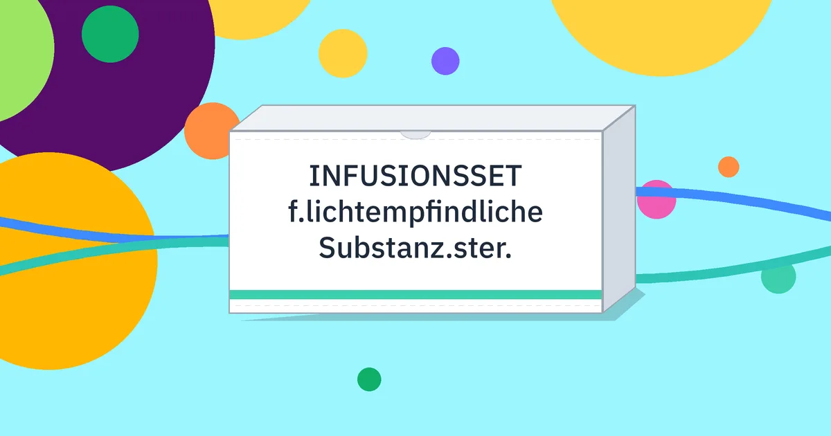 Symbolbild: Packung mit der Aufschrift INFUSIONSSET f.lichtempfindliche Substanz.ster. (PZN 08842589) – Verfügbarkeit und Bezug in Apotheken in Frankfurt am Main