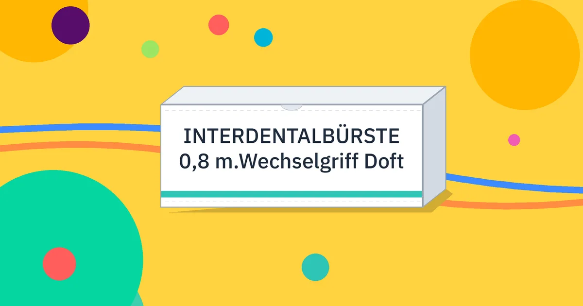 Symbolbild: Packung mit der Aufschrift INTERDENTALBÜRSTE 0,8 m.Wechselgriff Doft (PZN 03109482) – Verfügbarkeit und Bezug in Apotheken in Frankfurt am Main