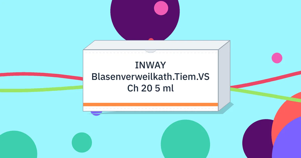 Symbolbild: Packung mit der Aufschrift INWAY Blasenverweilkath.Tiem.VS Ch 20 5 ml (PZN 00048461) – Verfügbarkeit und Bezug in Apotheken in Frankfurt am Main