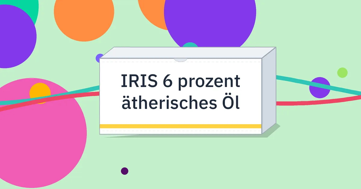 Symbolbild: Packung mit der Aufschrift IRIS 6 prozent ätherisches Öl (PZN 19774359) – Verfügbarkeit und Bezug in Apotheken in Frankfurt am Main