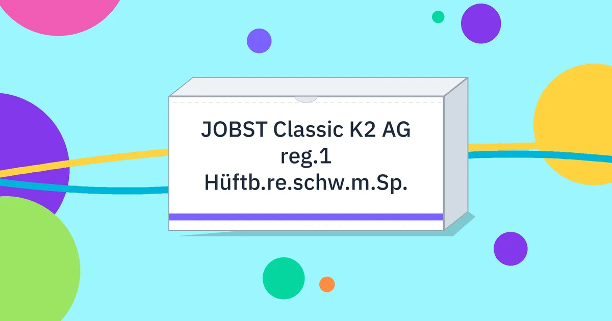 Symbolbild: Packung mit der Aufschrift JOBST Classic K2 AG reg.1 Hüftb.re.schw.m.Sp. (PZN 13067135) – Verfügbarkeit und Bezug in Apotheken in Frankfurt am Main