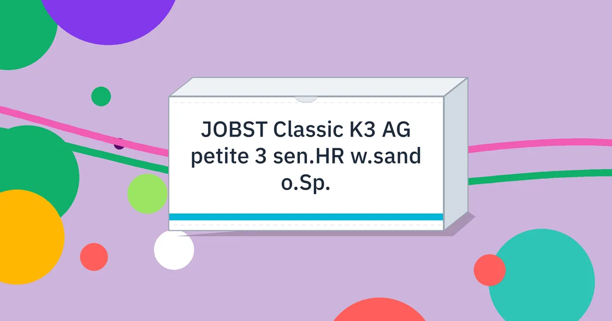 Symbolbild: Packung mit der Aufschrift JOBST Classic K3 AG petite 3 sen.HR w.sand o.Sp. (PZN 17956702) – Verfügbarkeit und Bezug in Apotheken in Frankfurt am Main