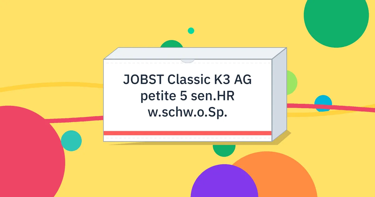 Symbolbild: Packung mit der Aufschrift JOBST Classic K3 AG petite 5 sen.HR w.schw.o.Sp. (PZN 17956665) – Verfügbarkeit und Bezug in Apotheken in Frankfurt am Main