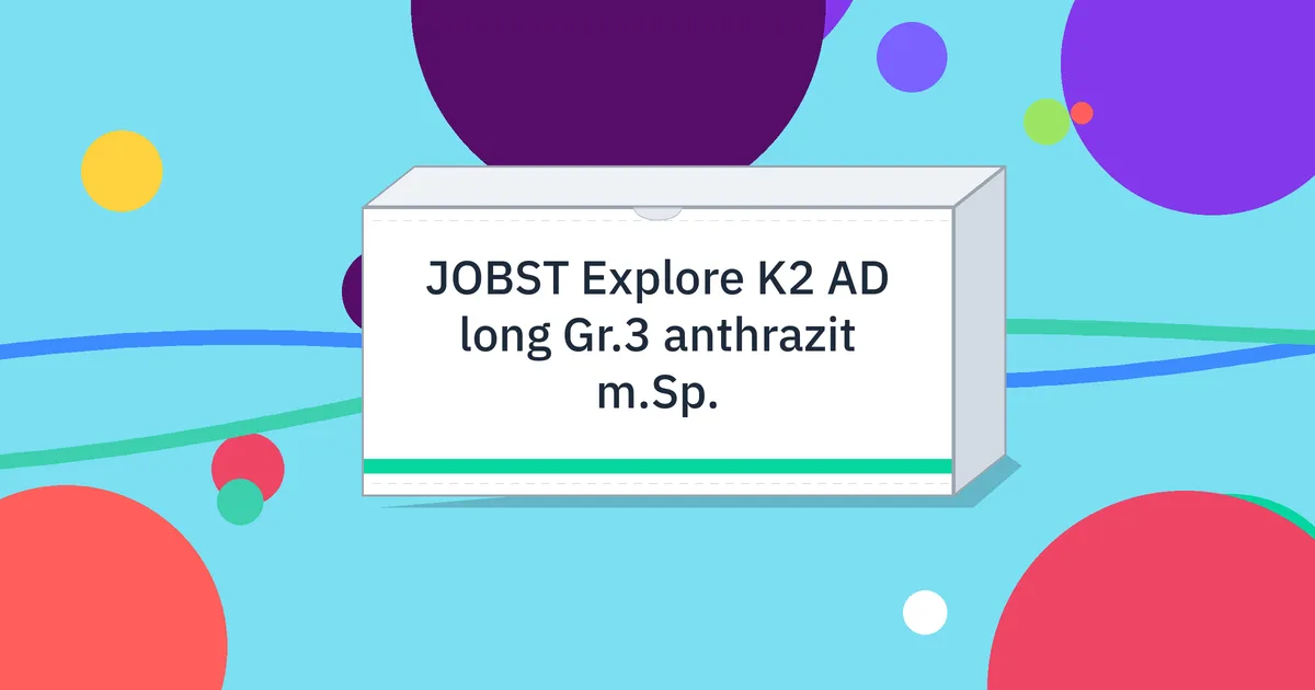 Symbolbild: Packung mit der Aufschrift JOBST Explore K2 AD long Gr.3 anthrazit m.Sp. (PZN 11021784) – Verfügbarkeit und Bezug in Apotheken in Frankfurt am Main