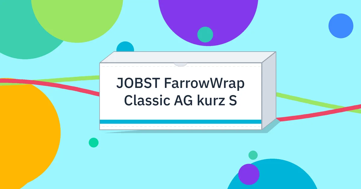Symbolbild: Packung mit der Aufschrift JOBST FarrowWrap Classic AG kurz S (PZN 13869745) – Verfügbarkeit und Bezug in Apotheken in Frankfurt am Main