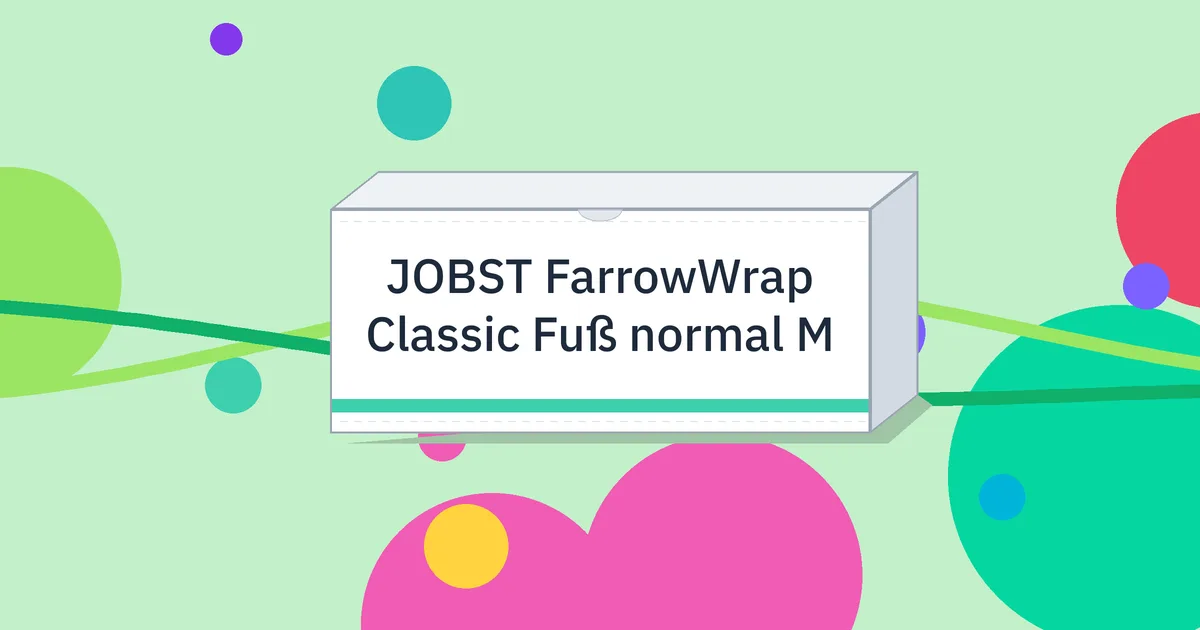Symbolbild: Packung mit der Aufschrift JOBST FarrowWrap Classic Fuß normal M (PZN 13869515) – Verfügbarkeit und Bezug in Apotheken in Frankfurt am Main