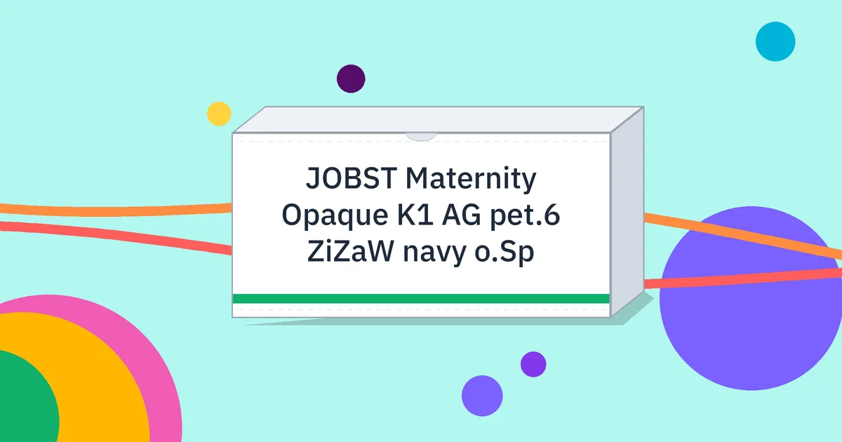Symbolbild: Packung mit der Aufschrift JOBST Maternity Opaque K1 AG pet.6 ZiZaW navy o.Sp (PZN 15859780) – Verfügbarkeit und Bezug in Apotheken in Frankfurt am Main